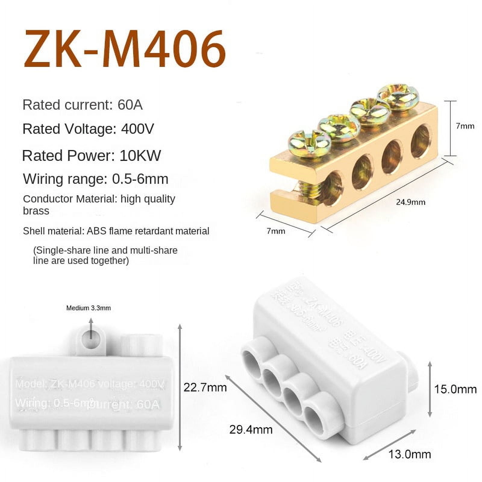 5PCS High Power Sistributor ZK/T Type 60A/80A/100A without disconnection Quick Wiring Terminal ...