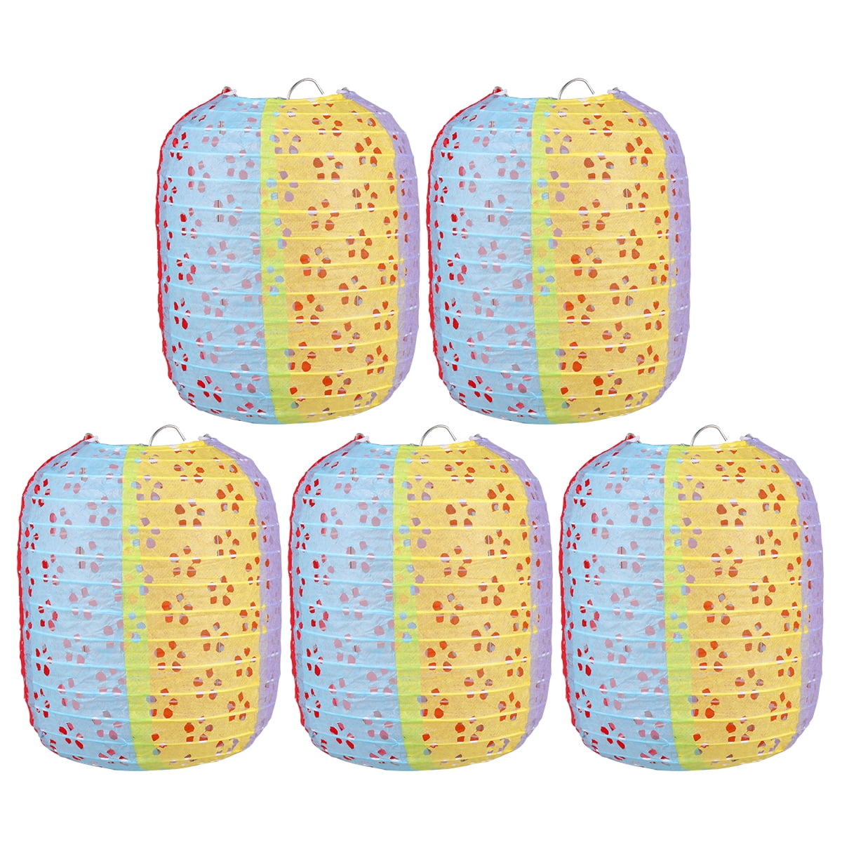 5PCS Hollow Flower Pattern Lanterns Cylinder Paper Lantern Hanging ...