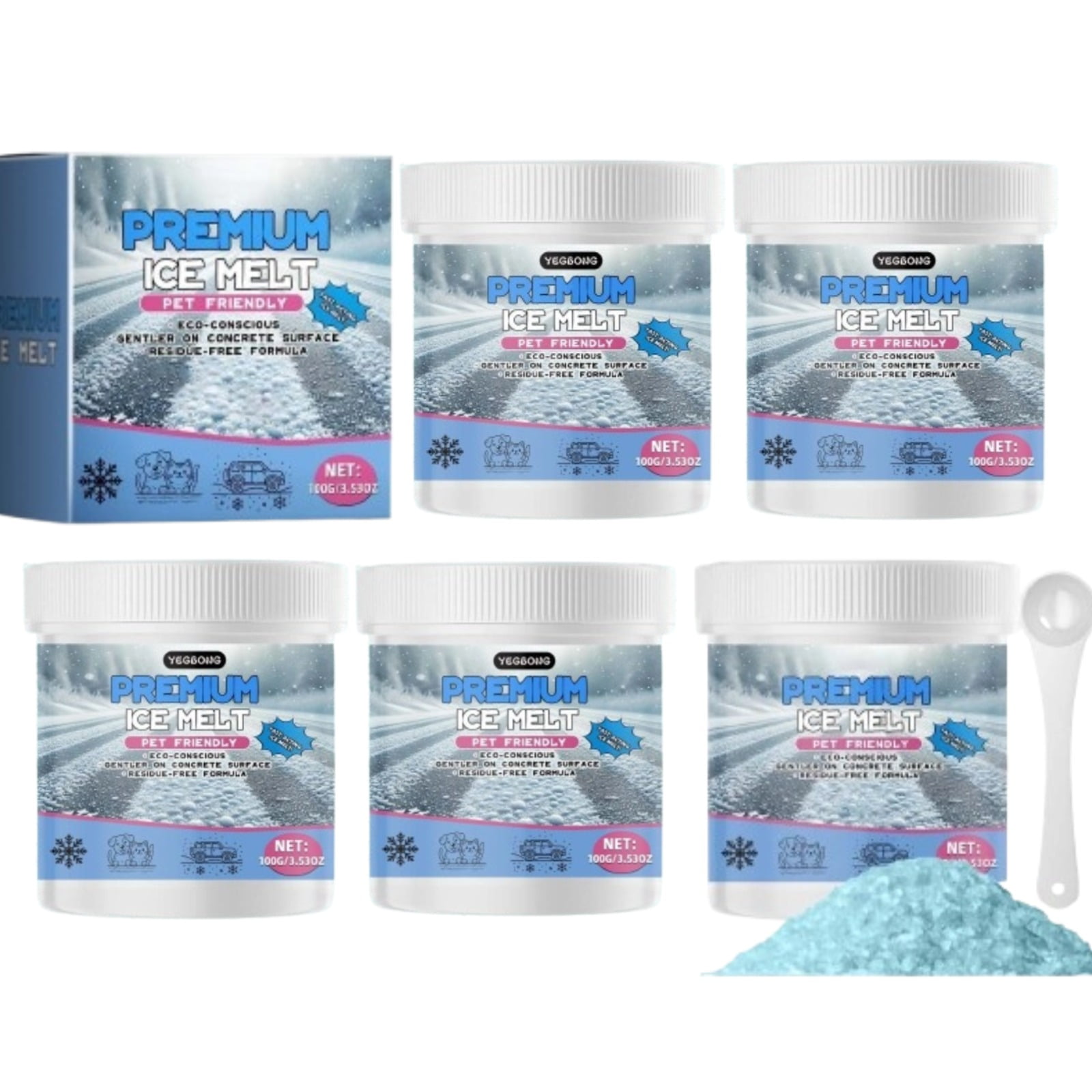 5PCS Ice Melt Safe for Concrete & Pets, Pet Friendly Salt for Ice and ...