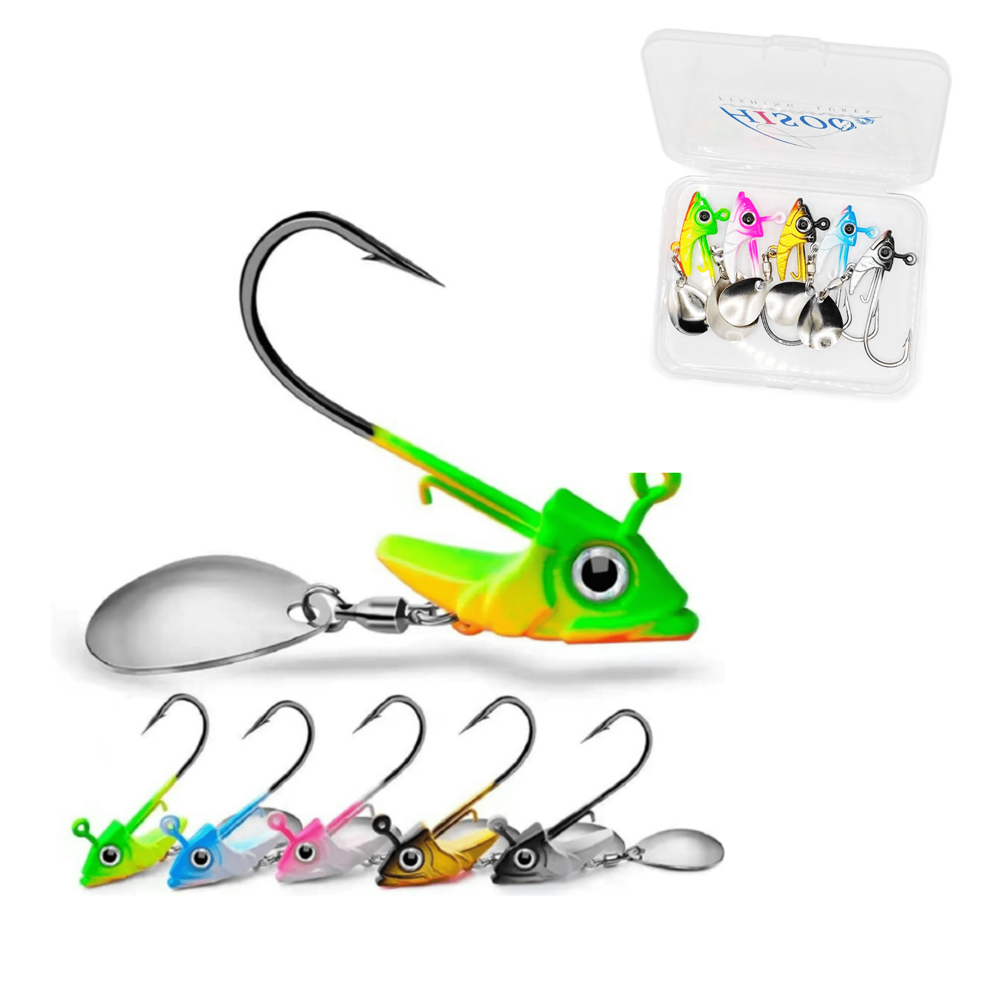 5PCS Jig Head Hooks Weighted with Spinner Blades Swimbaits Crank Hooks ...