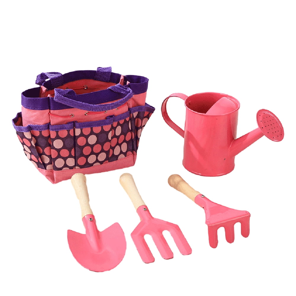 5PCS Kids Garden Tools Set, Kids Shovel, Rakes, Watering Can, & Tool ...