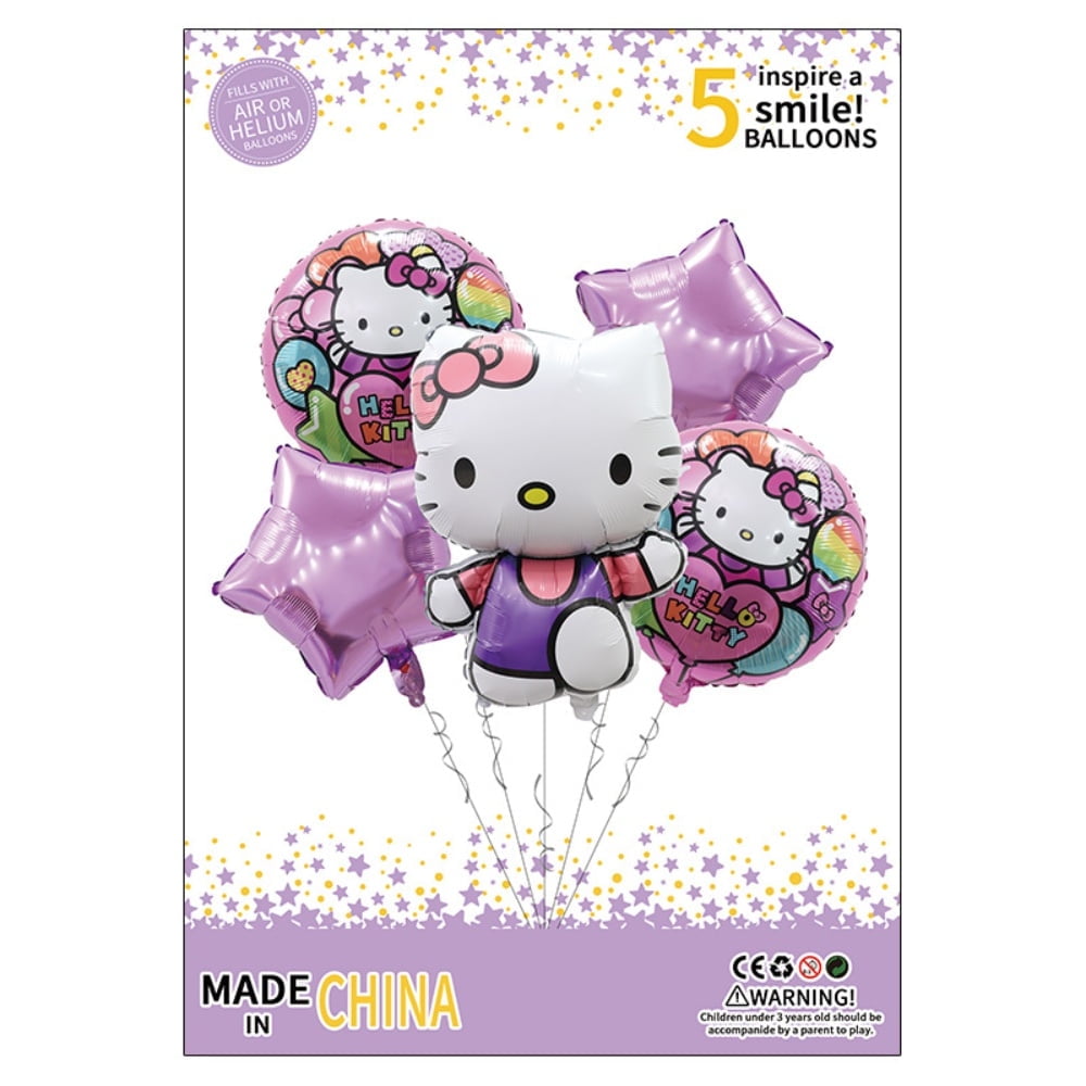 5PCS Kitty White Anime Balloon Set for Birthday Parties - Cartoon Foil ...
