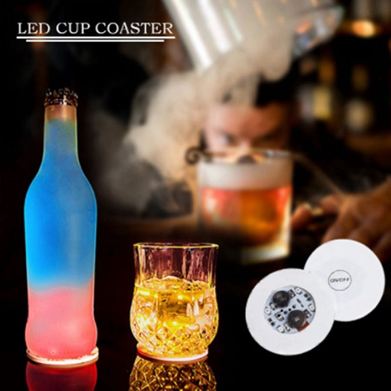 5PCS LED Coaster Bottle Stickers Lights Lamps for Xmas Bar KTV Wedding ...