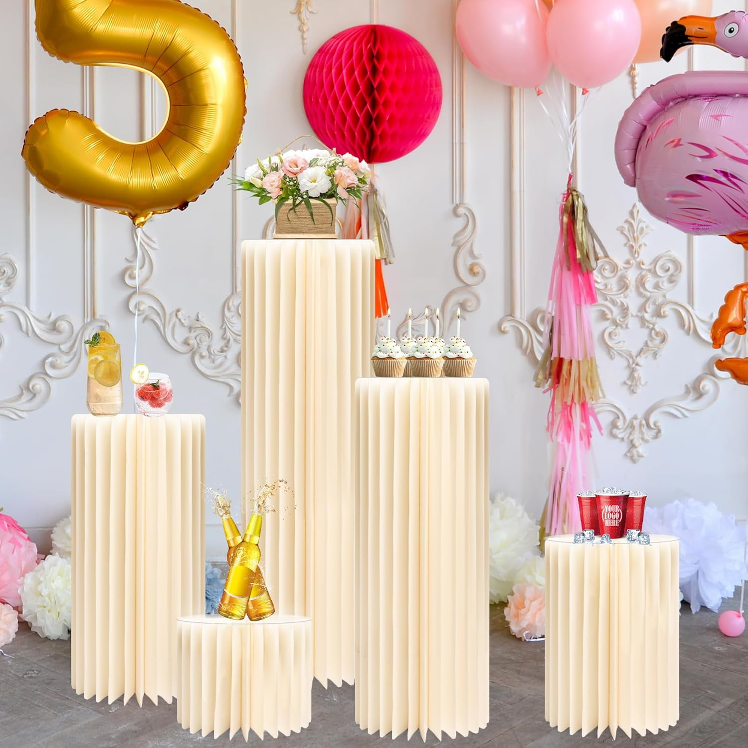 5PCS Large Cylinder Stands for Party, Cardboard Cylinder Tables Cake ...