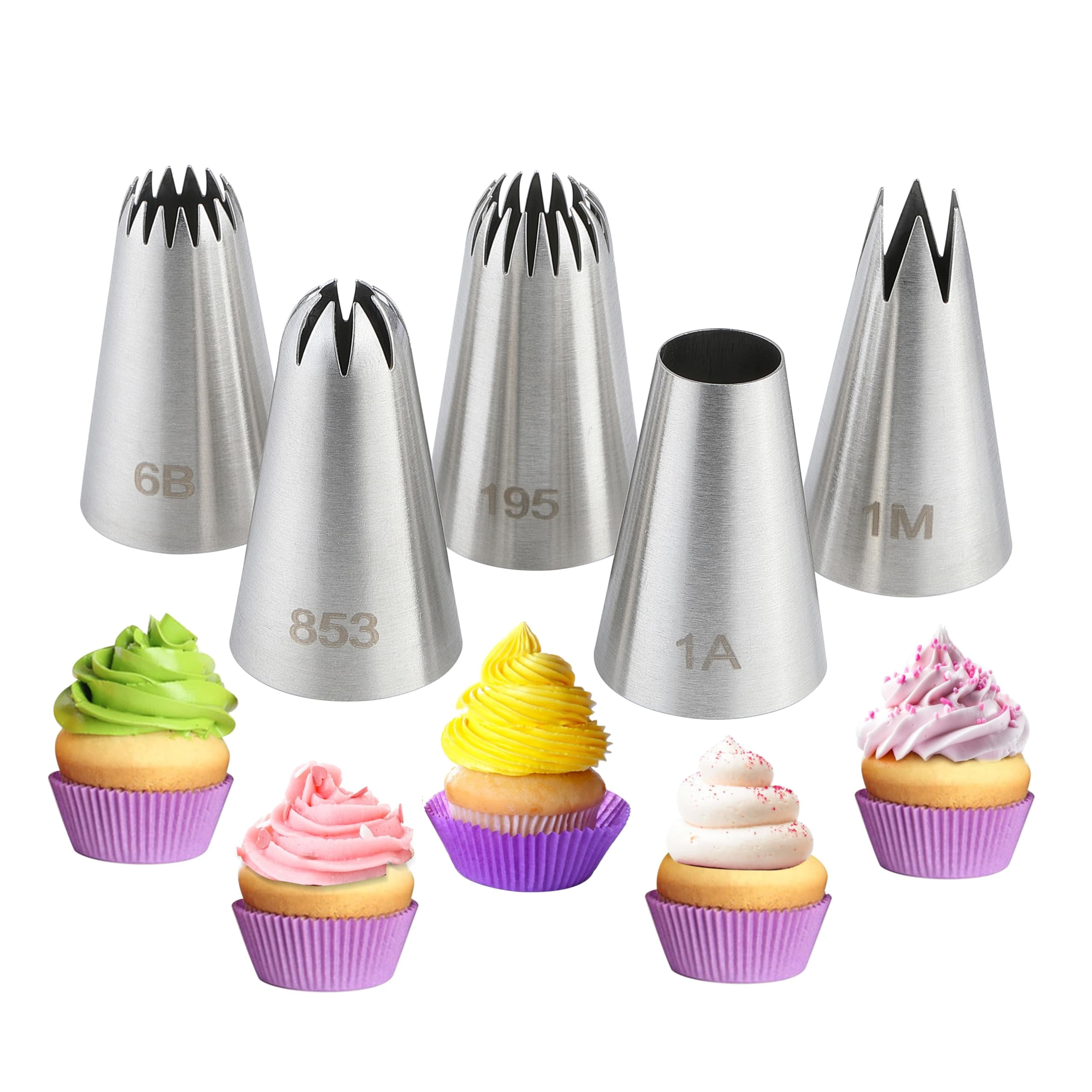 5PCS Large Piping Tips Set, COKUMA Stainless Steel Cake Decorating Tips ...