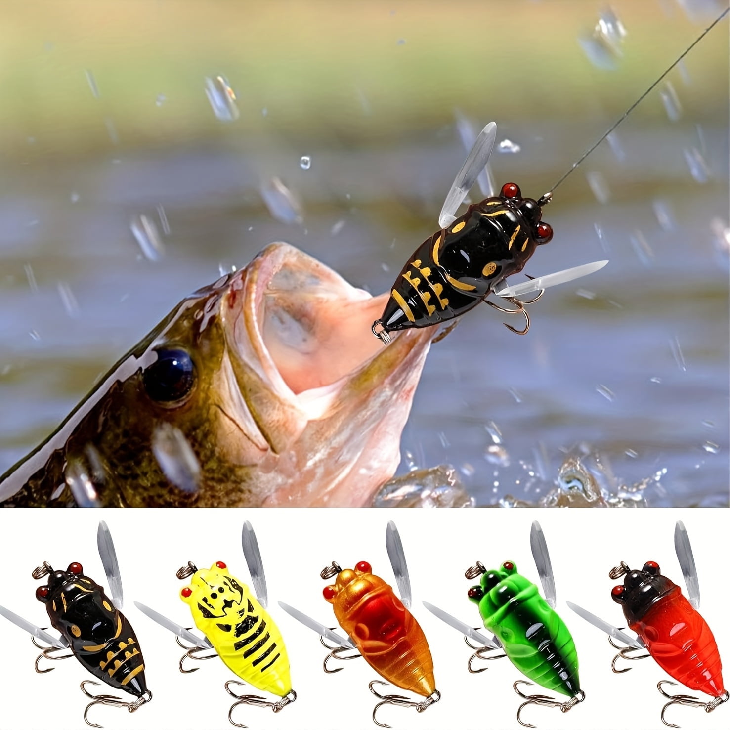 5PCS Lifelike Cicada Fishing Lures - 3D Holographic Eyes, Biomimetic ...