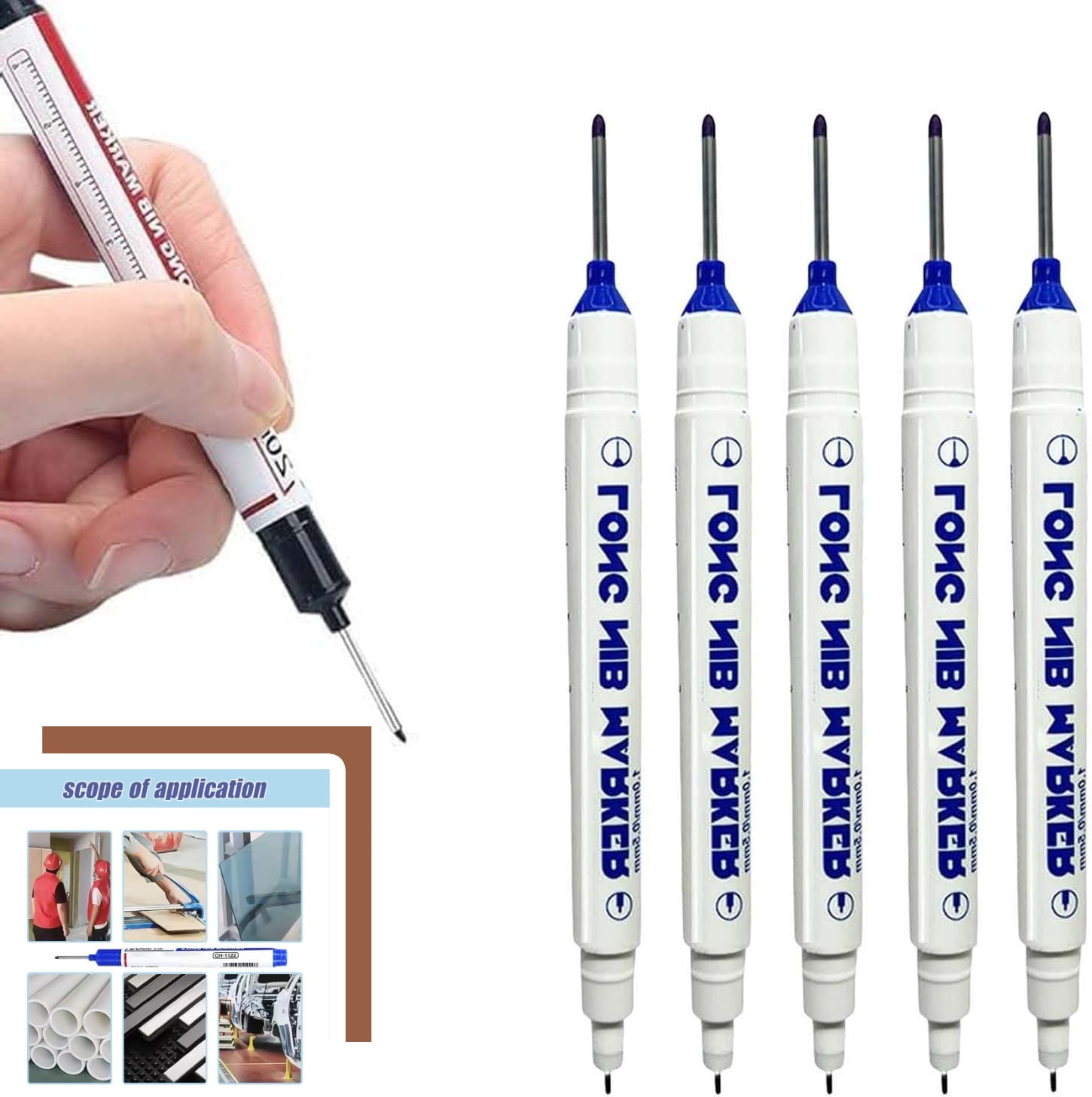 5PCS Long Head Deep Hole Marker Pens, 20mm Deep Reach Markers ...