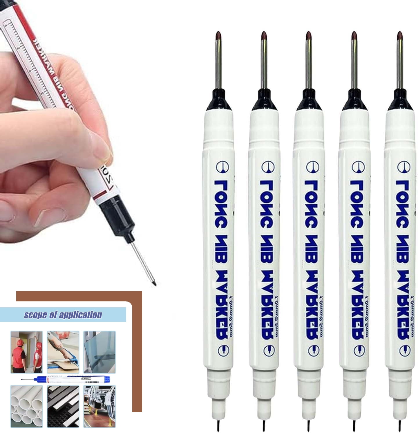 5PCS Long Head Deep Hole Marker Pens, 20mm Deep Reach Markers ...