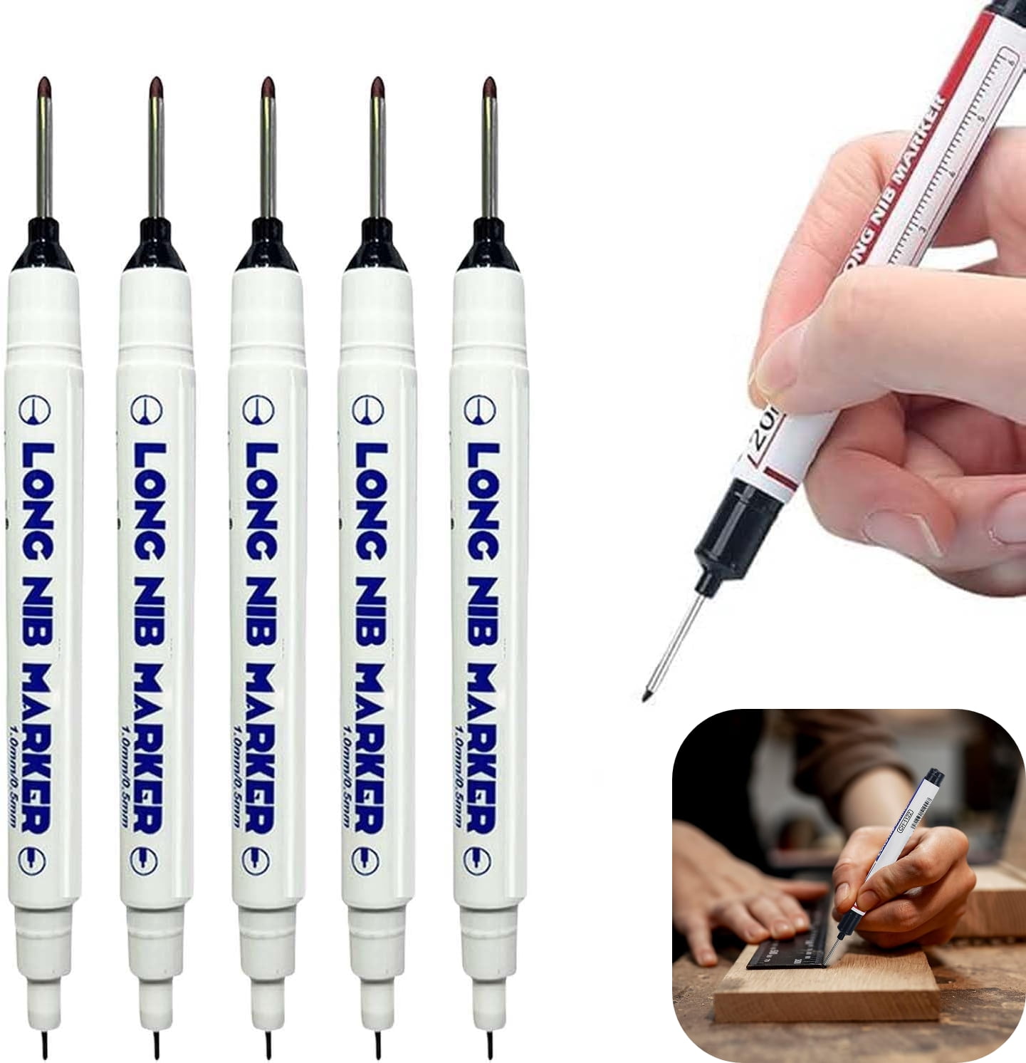 5PCS Long Head Deep Hole Marker Pens, 20mm Deep Reach Markers ...