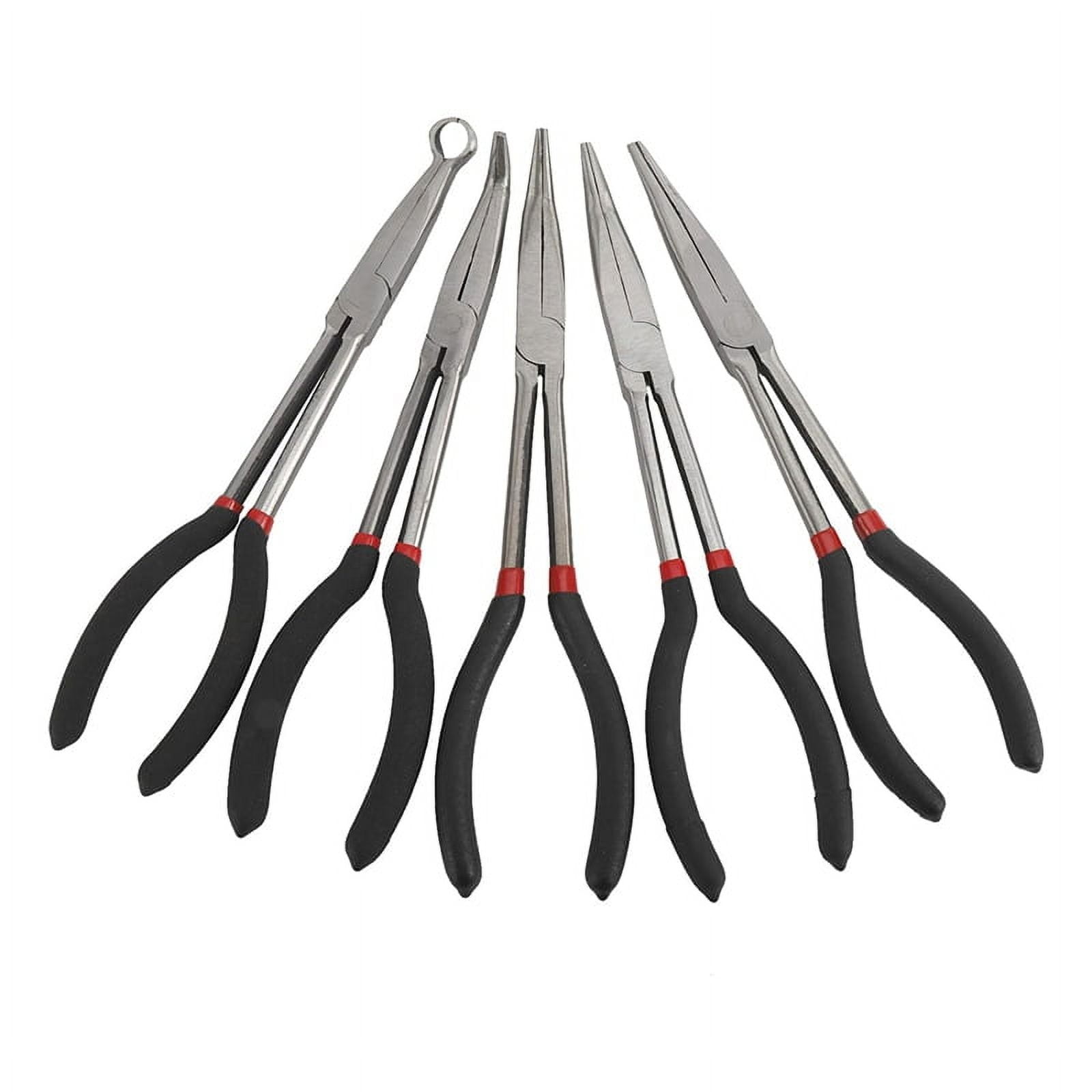 5PCS Long Needle Nose Pliers Set 25/45/90-Degree Angle, Straight,Curved ...