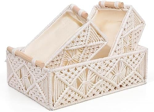 5PCS Macrame Storage Baskets for Organizing Boho Decor Baskets Storage ...