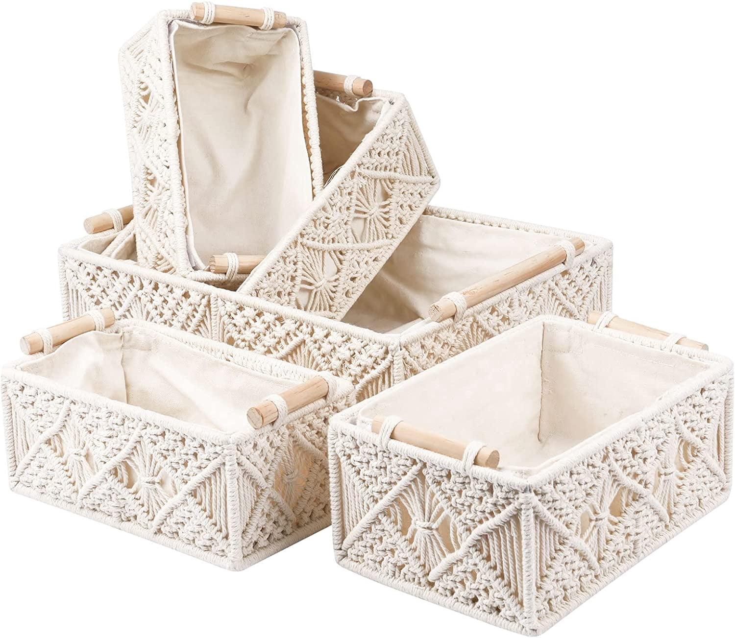5PCS Macrame Storage Baskets for Organizing Boho Decor Baskets Storage ...