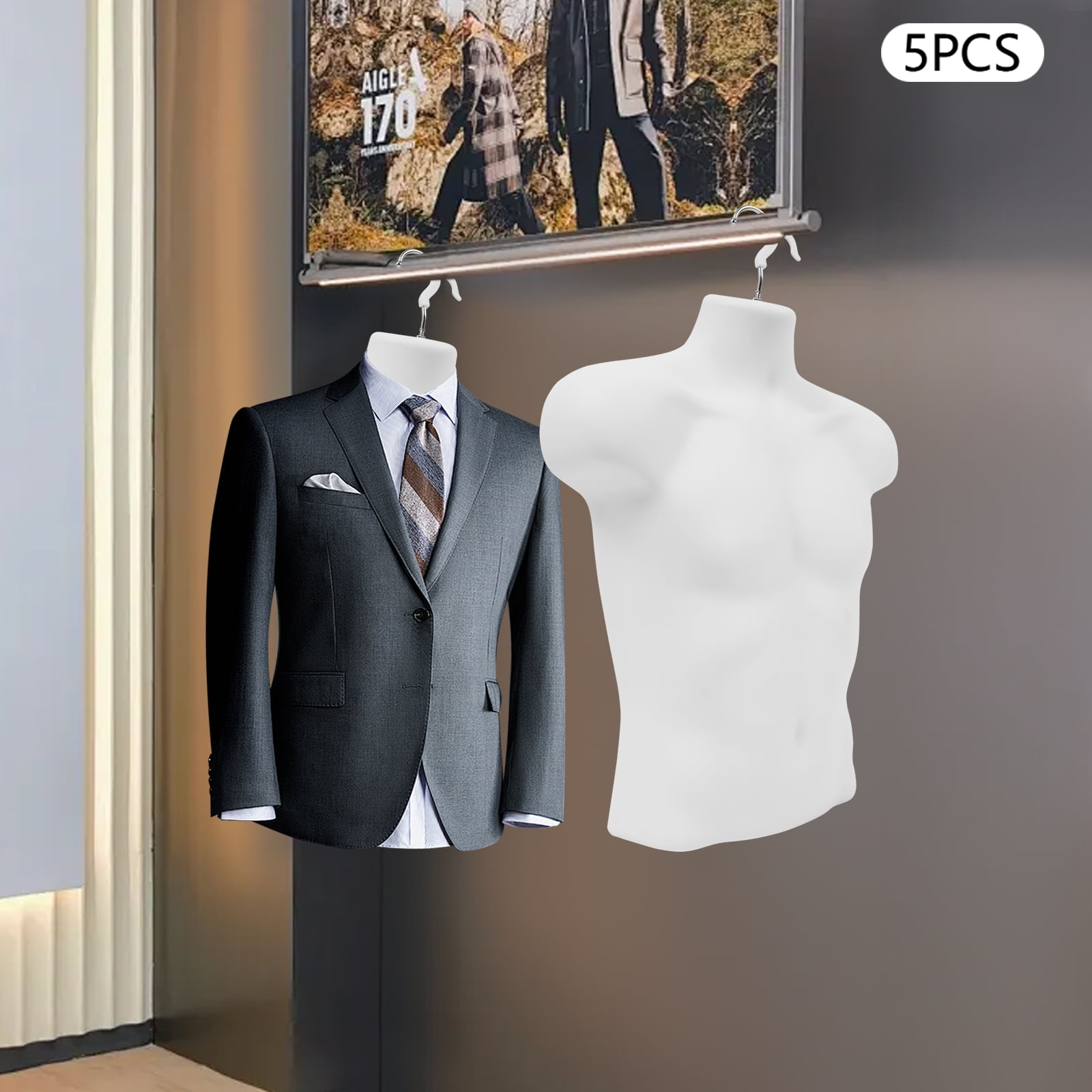 5PCS Male Mannequin Torso, Mannequin Body Torso with Hooks, Hollow Back ...