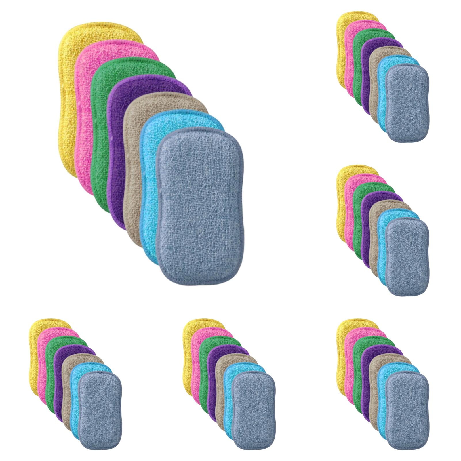 5PCS Microfiber Kitchen Scrub Sponges, Dual-Sided Reusable Scouring ...