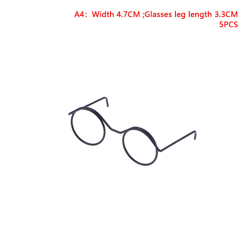 5PCS Miniature Eyeglasses Metal Round Frame Lensless Eyewear Toy Retro ...