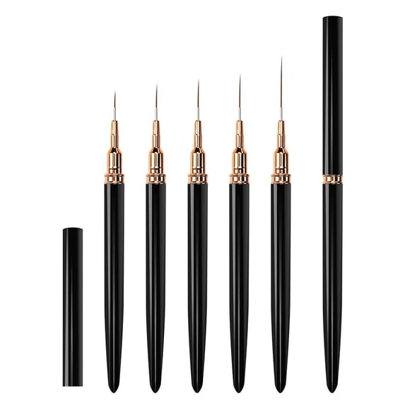 5PCS Nail Art Liner Brush Set - 7mm, 9mm, 11mm, 15mm, 25mm Detail Paint ...