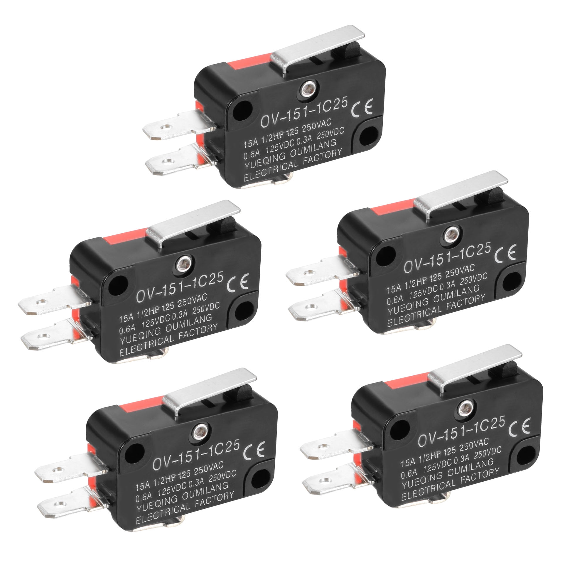 5PCS OV-151-1C25 15A 125/250V AC Short Straight Lever Micro Limit ...
