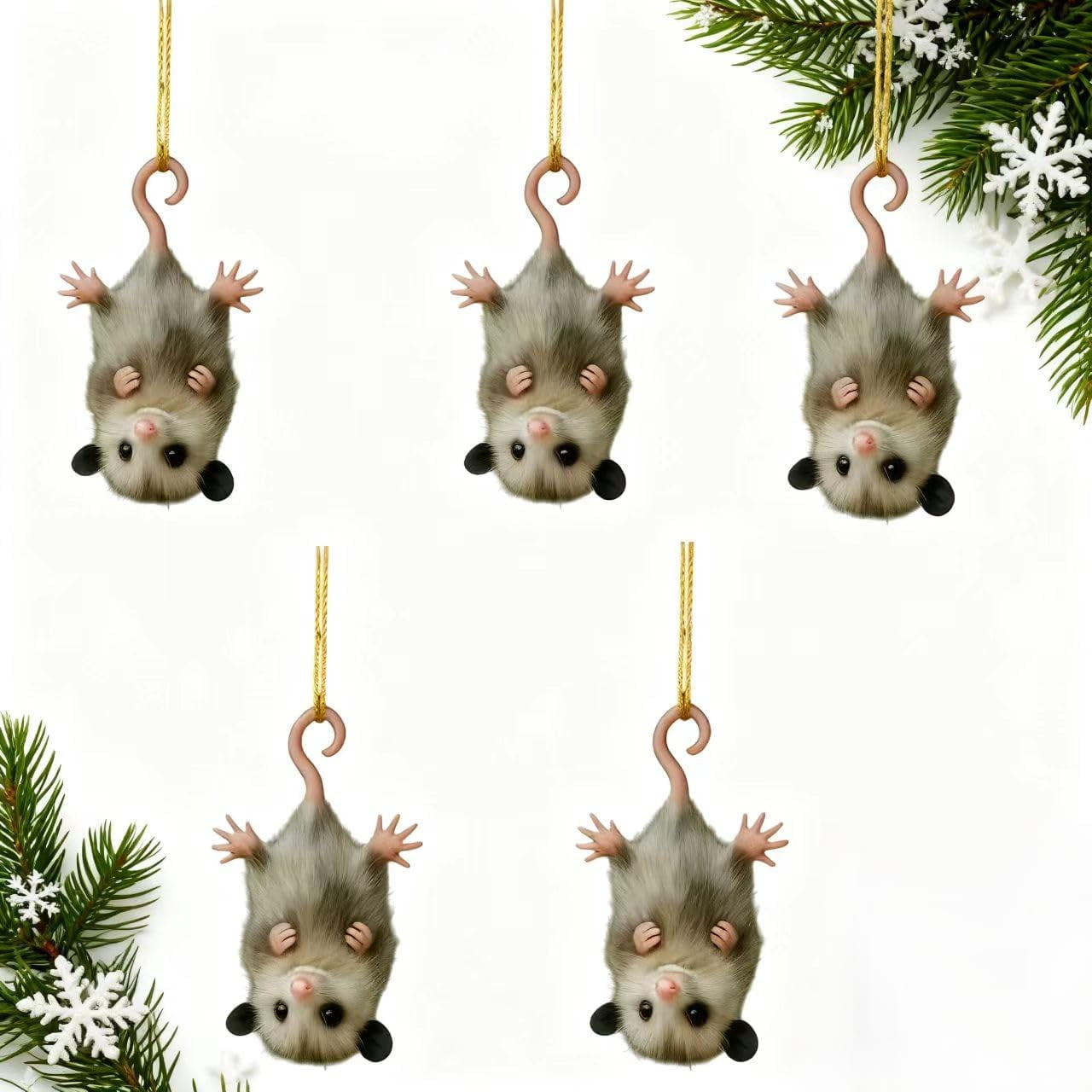 5PCS Opossum Christmas Ornament, Handmade Upside-Down Opossum Ornament ...