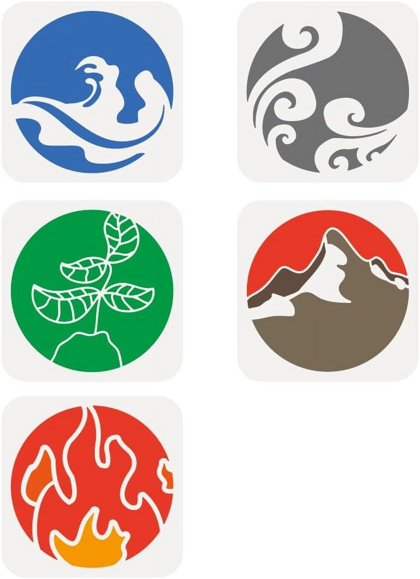 5PCS Oriental Element Symbols Painting Stencil 5.9x5.9inch Large Metal ...