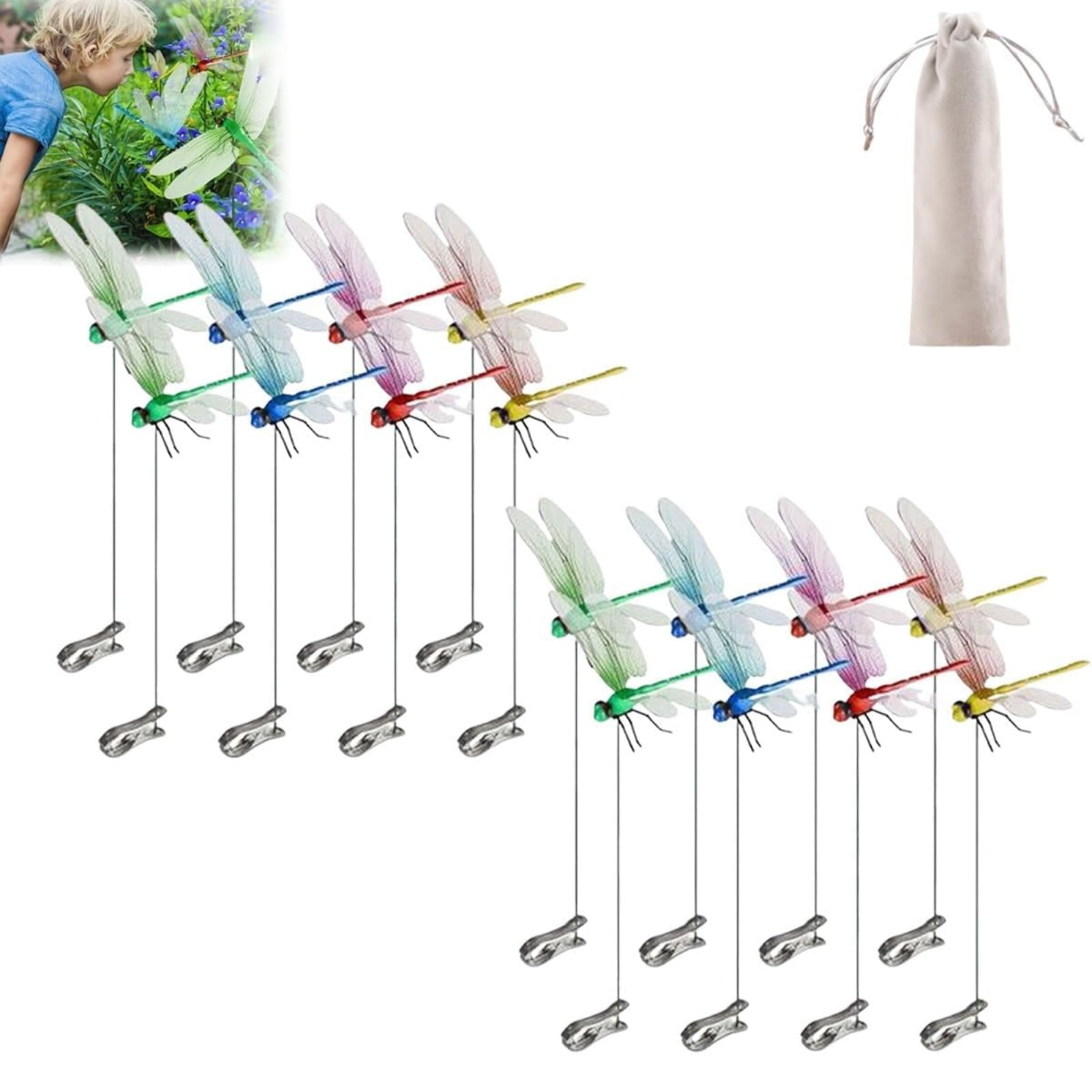 5PCS Outdoor Dragonfly, 3D Fake Dragonfly Rod Clip Bug Repe Llent ...