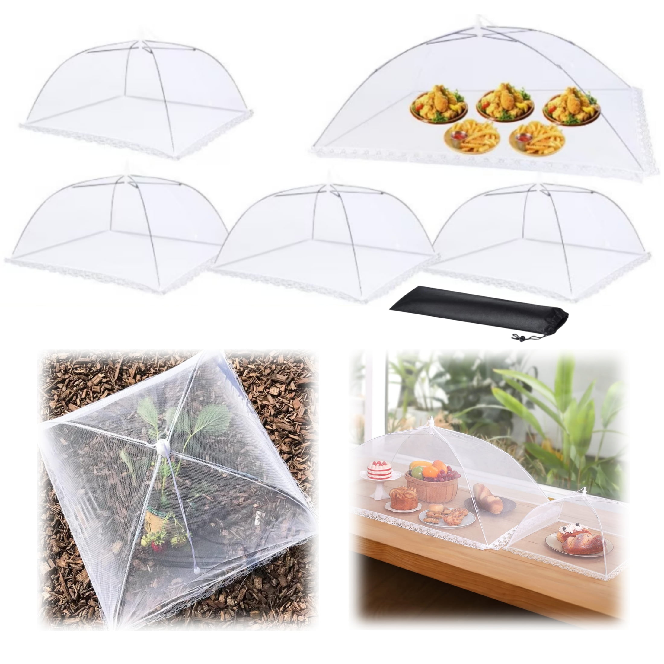 5PCS Outdoor Food Covers Mesh, 1 Extra Large (40x25in), 4 Large ...