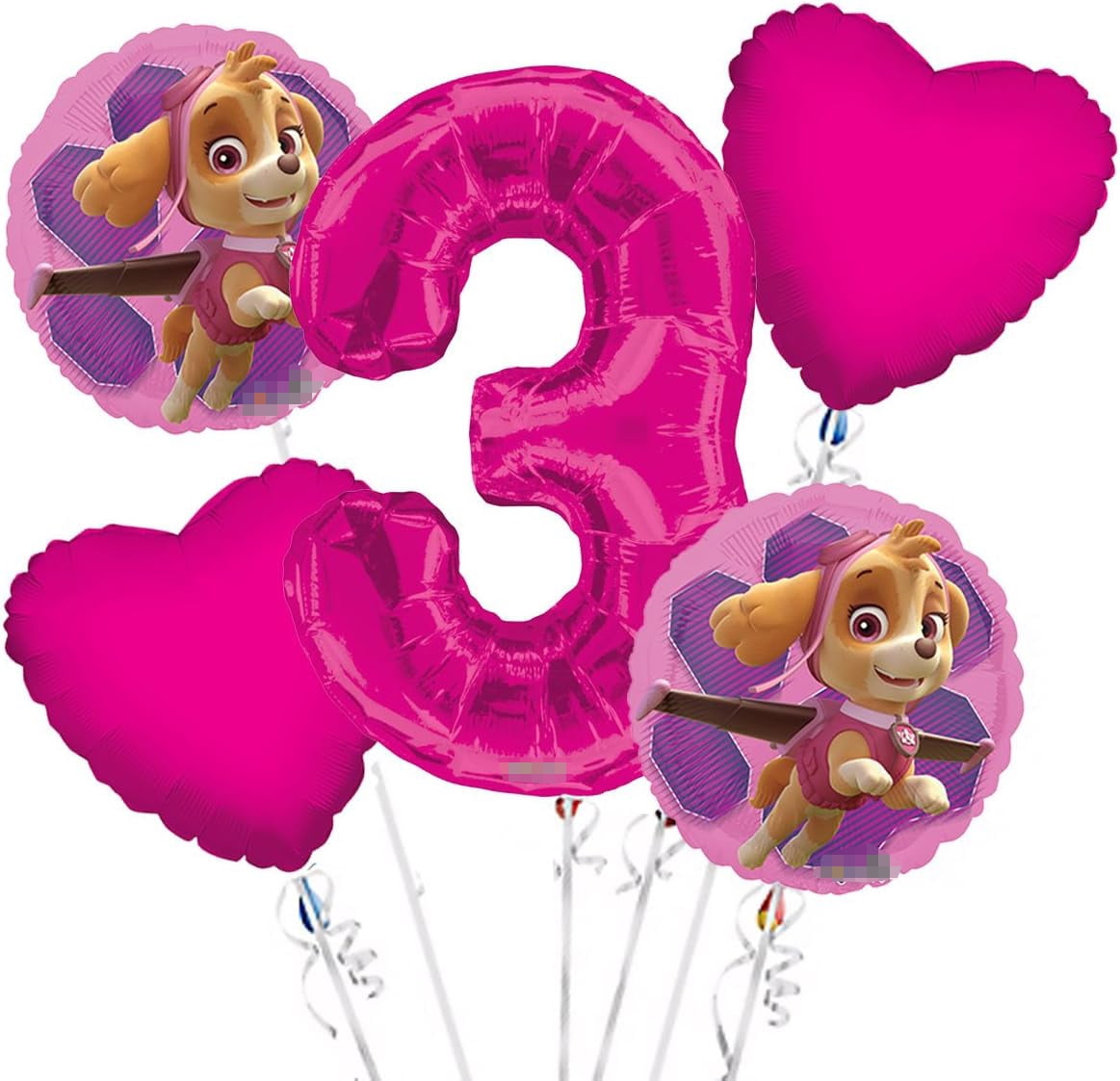 5PCS Paw Patrol Balloons Skye Dog Balloons Puppy Balloons Bouquet 3rd Birthday Party Ballon Dog ...