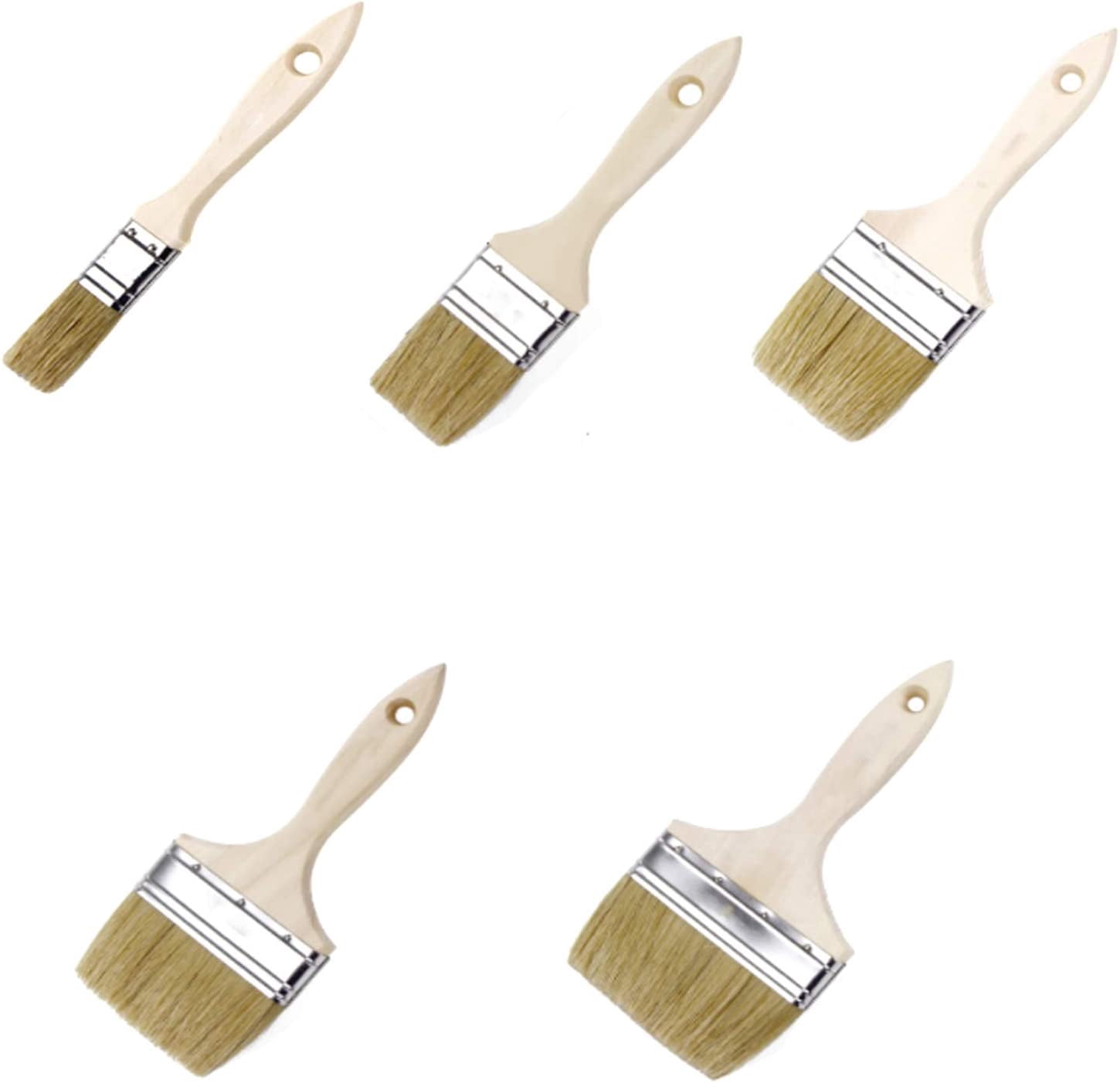 5PCS Pig Hair Paint Brushes Set, Sash Brushes, Soft Tapered Filament ...