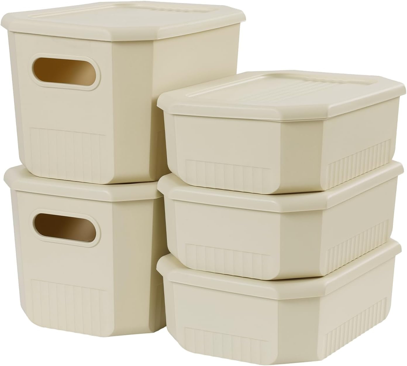 5PCS Plastic Storage Bins Containers with Lids, Large Storage ...