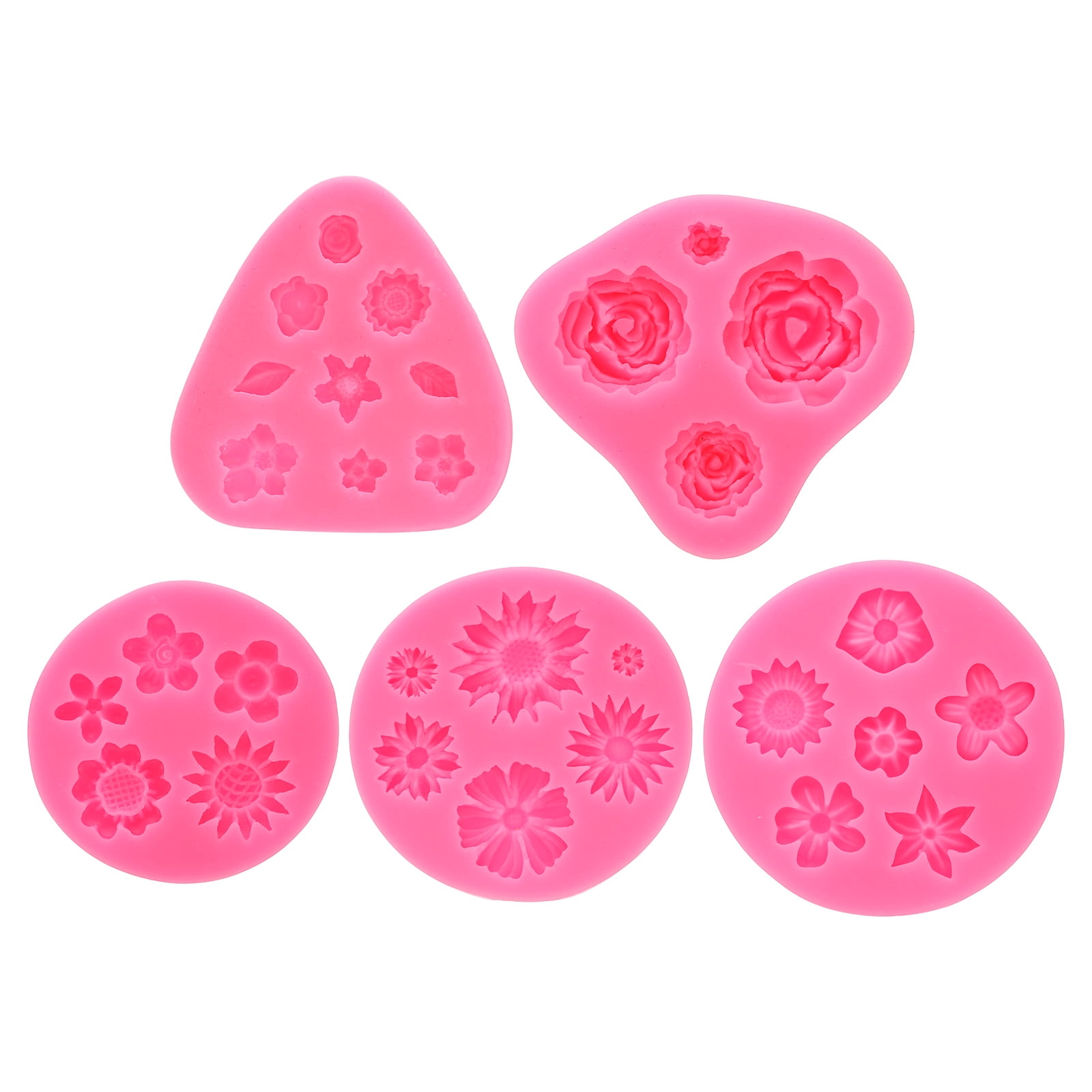 5PCS Polymer Clay Mold, Clay Mold Fondant Mold Leaf Flower Mold ...