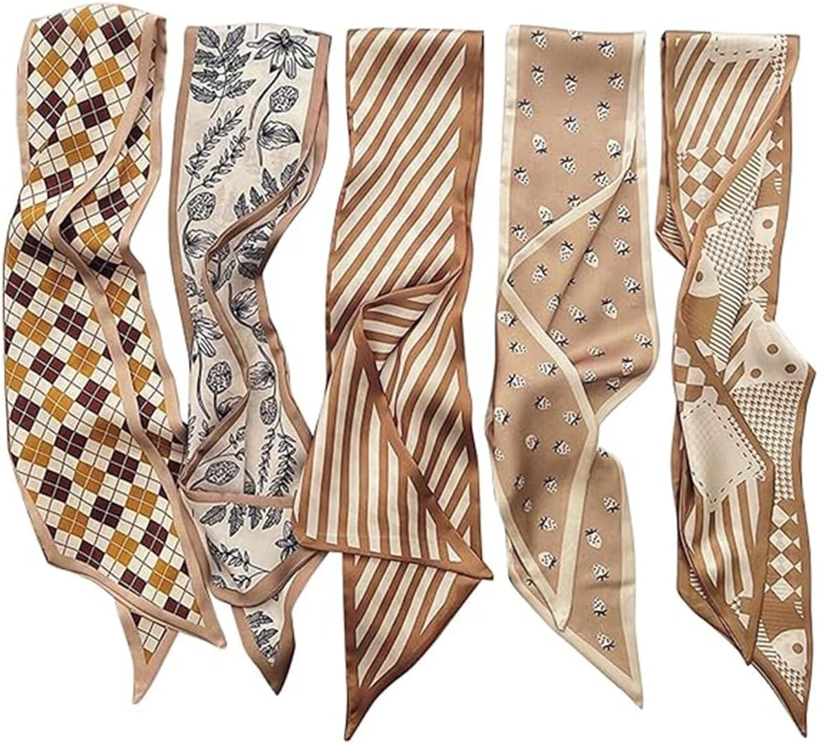 5PCS Purse Scarf Set, Silk Scarf for Women, Fashion Scarves for ...