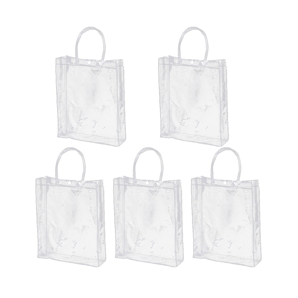 5PCS Reusable Clear PVC Plastic Tote Bag With Clear Handle Beautiful ...