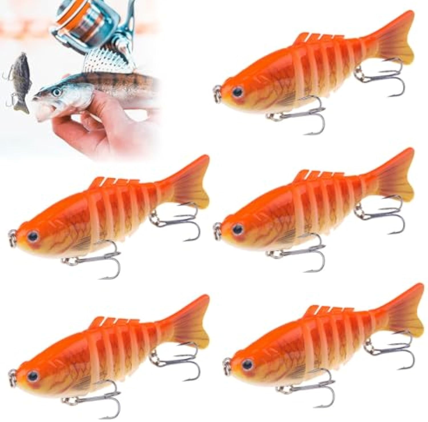5PCS Robotic Fishing Lure, 6D Swimming Bait for Freshwater & Saltwater ...