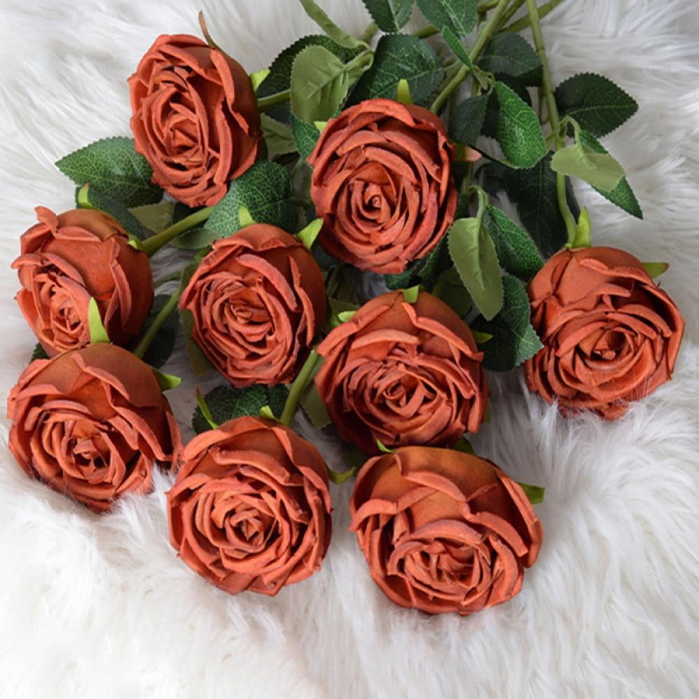 5PCS Rose Artificial Flower, Single Stem Fake Flowers Bridal Wedding ...