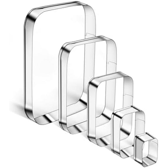 5PCS Rounded Rectangle Cookie Cutter Stainless Steel Rectangle Cookie ...