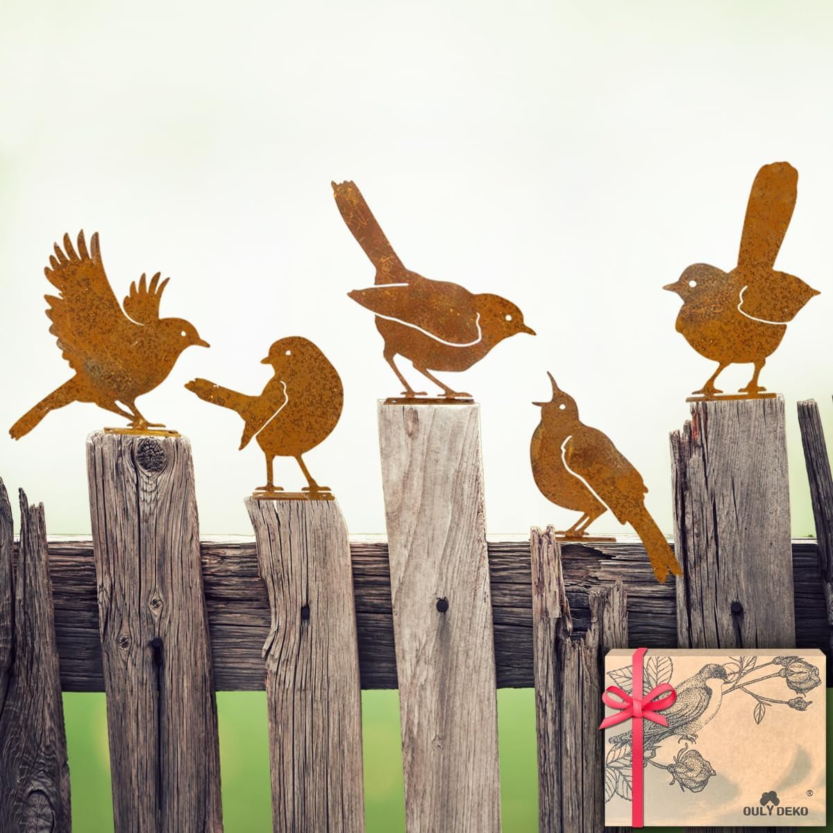 5PCS Rusty Birds Decoration,Outdoor Bird Wall Decor,Metal Birds Yard ...