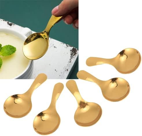 5PCS Short Handle Spoons, Small Scoops for Canisters, Mini Gold Spoons ...