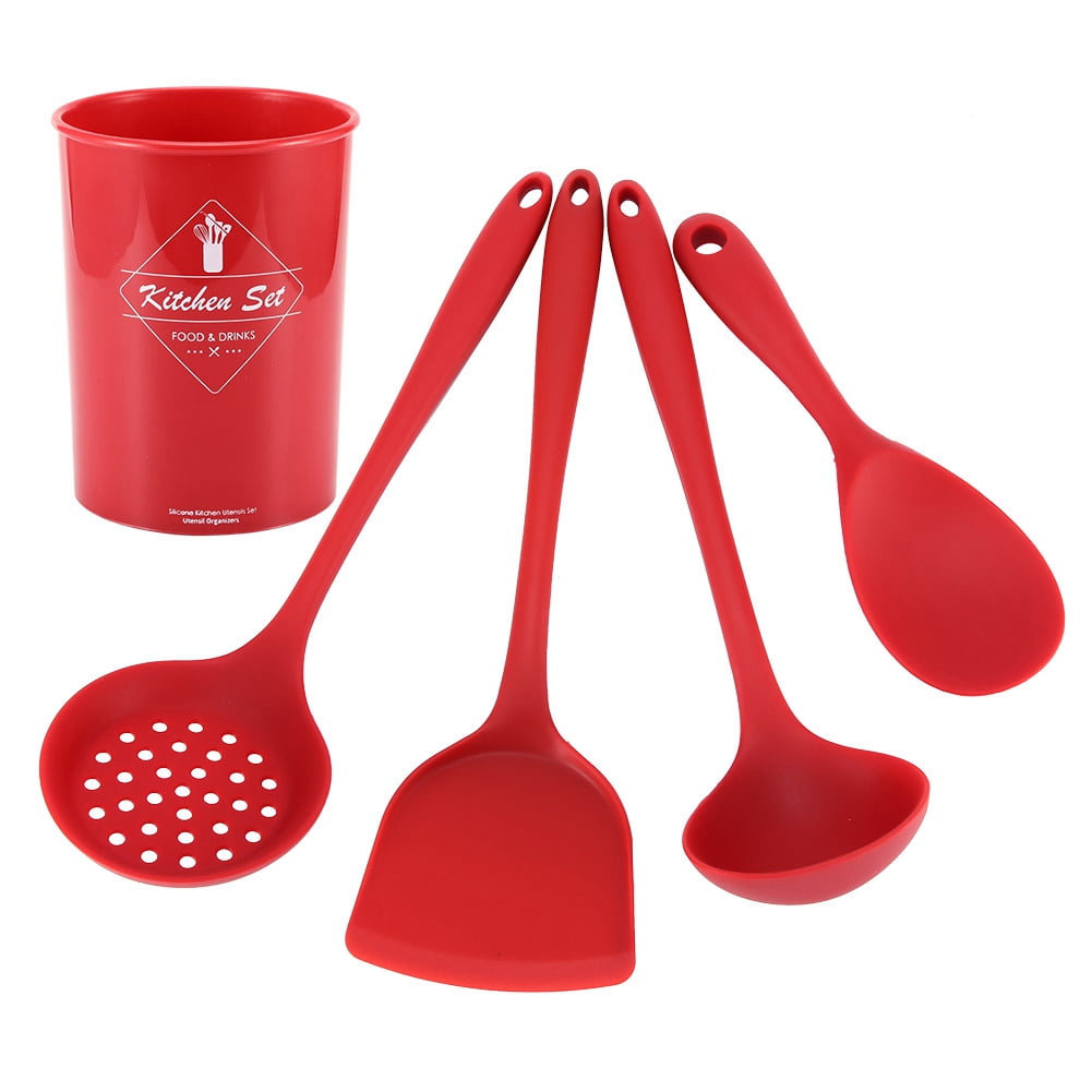 5PCS Silicone Kitchen Utensil Set Non??Stick Rice Spoon Spatula Shovel ...