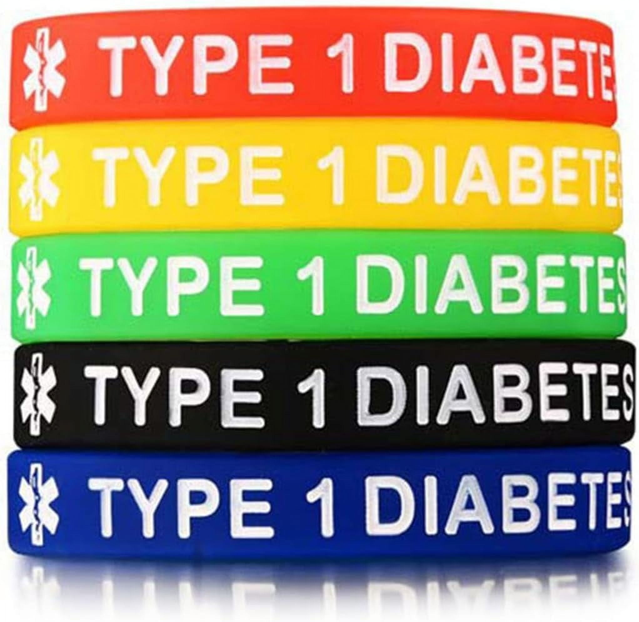5PCS Silicone Medical ID Wristband Type 1/2 Diabetic Emergency Bracelet ...