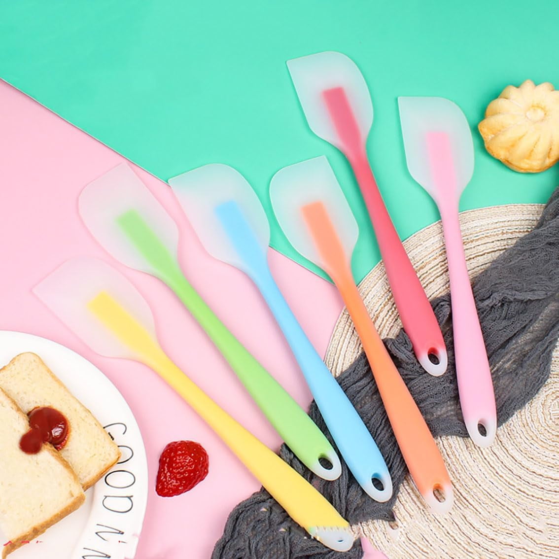 5PCS Silicone Spatula Set Heat Resistant Cake Cream Butter Spatulas ...