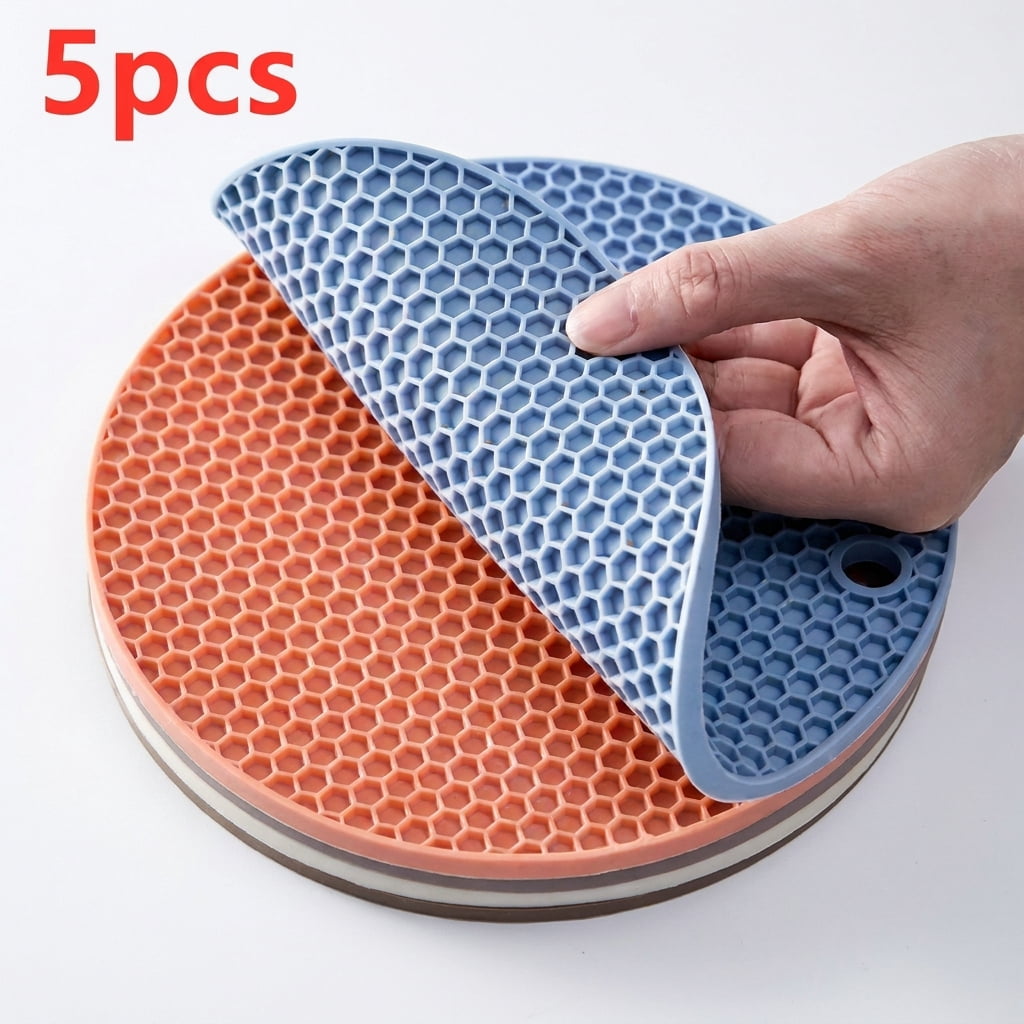 5PCS Silicone Trivet Mats, Heat Resistant Pot Holders for Hot Pots ...