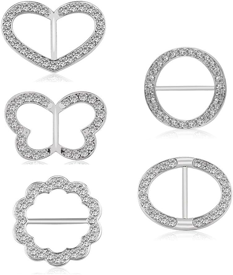 5PCS Silk Scarf Ring Clip T-shirt Tie Clips for Women Fashion Metal ...