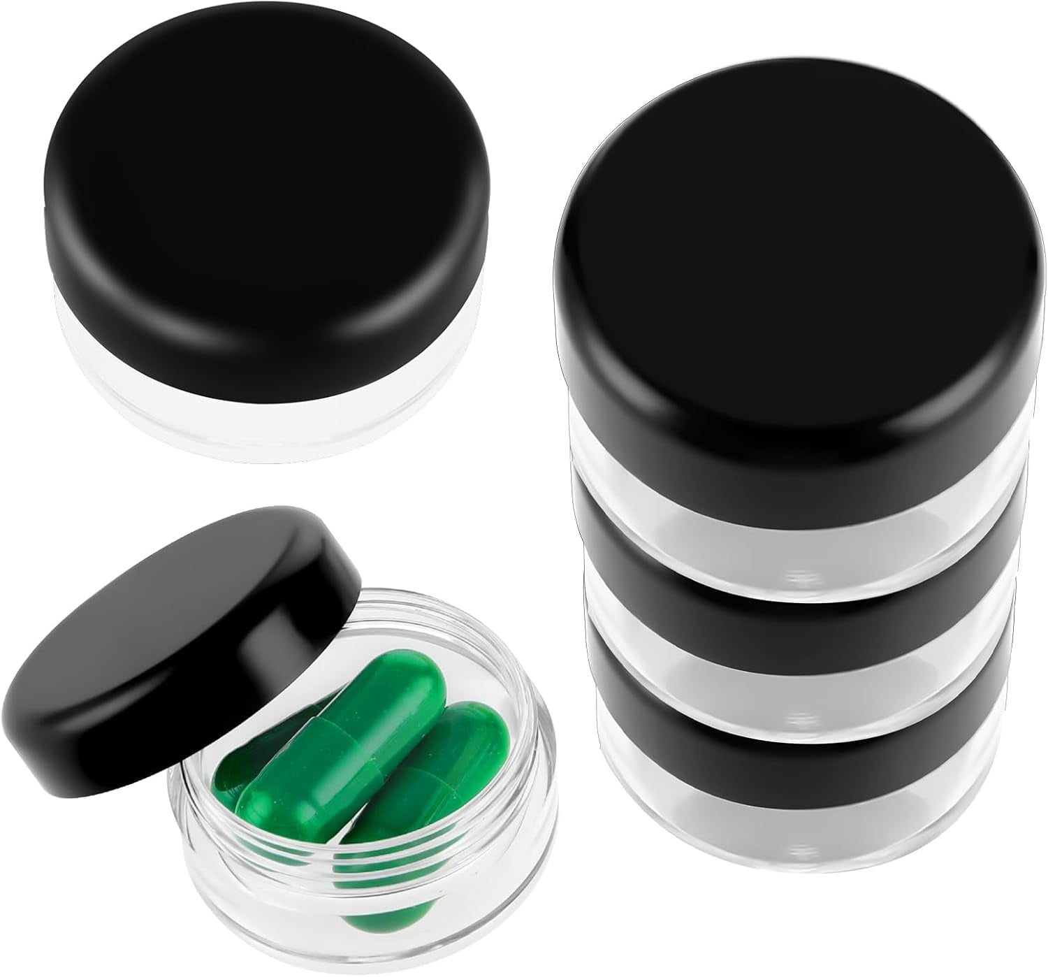 5PCS Small Pill Box, Portable Round Pill Case, Daily Mini Pills ...