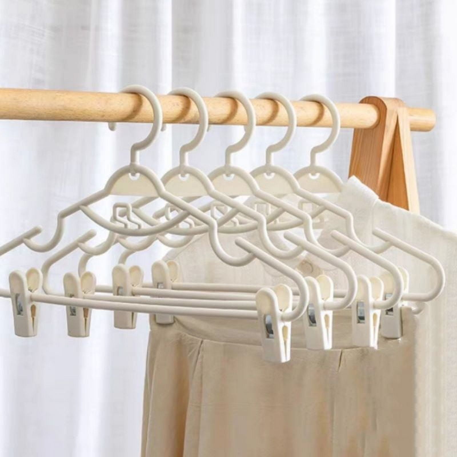 【5PCS Space-Saving Clothes Hangers】Plastic Non-Slip Clip Hangers for ...