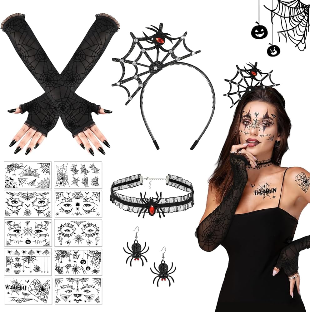 5PCS Spider Costume Set for Women, Spider Headband Necklace Earrings ...