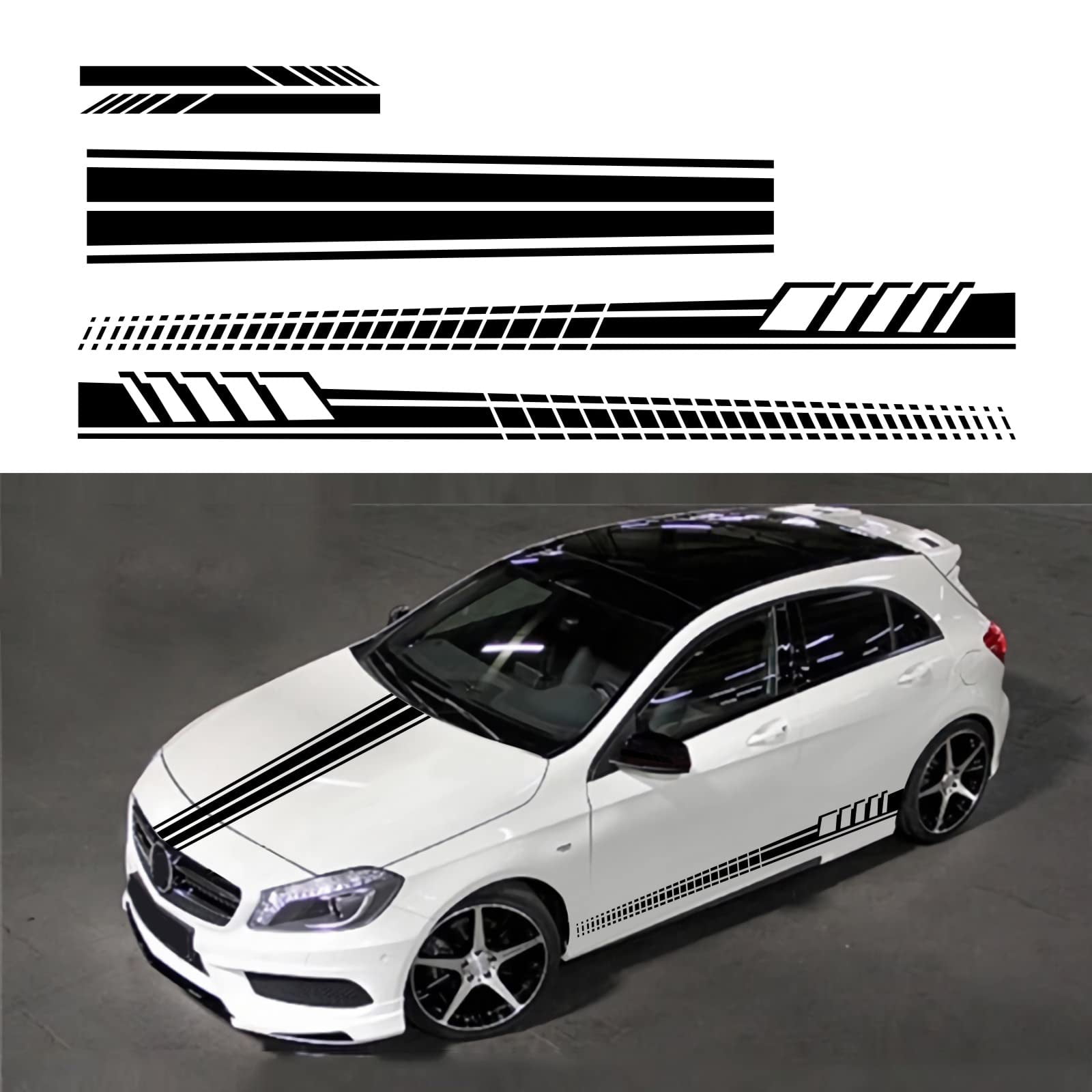 5PCS Sports Racing Stripes car Stickers Creative Decorative Door Skirt ...