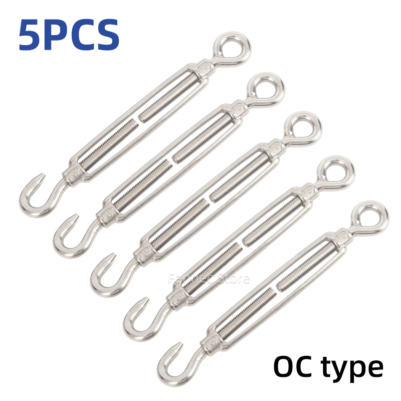 5PCS Stainless Steel 304 Adjust Chain Rigging Hooks & Eye Turnbuckle ...
