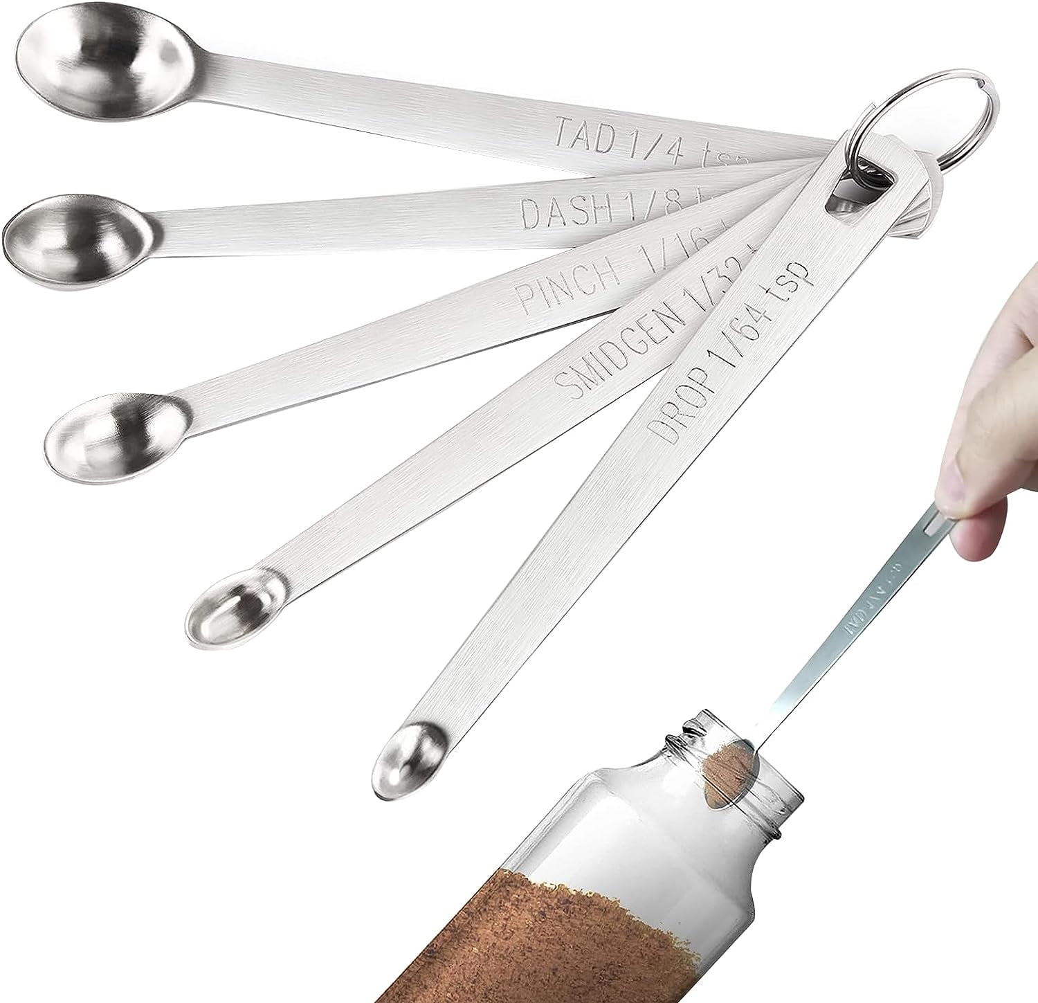 5PCS Stainless Steel Measuring Spoons, Kitchen Measurement Seasoning ...