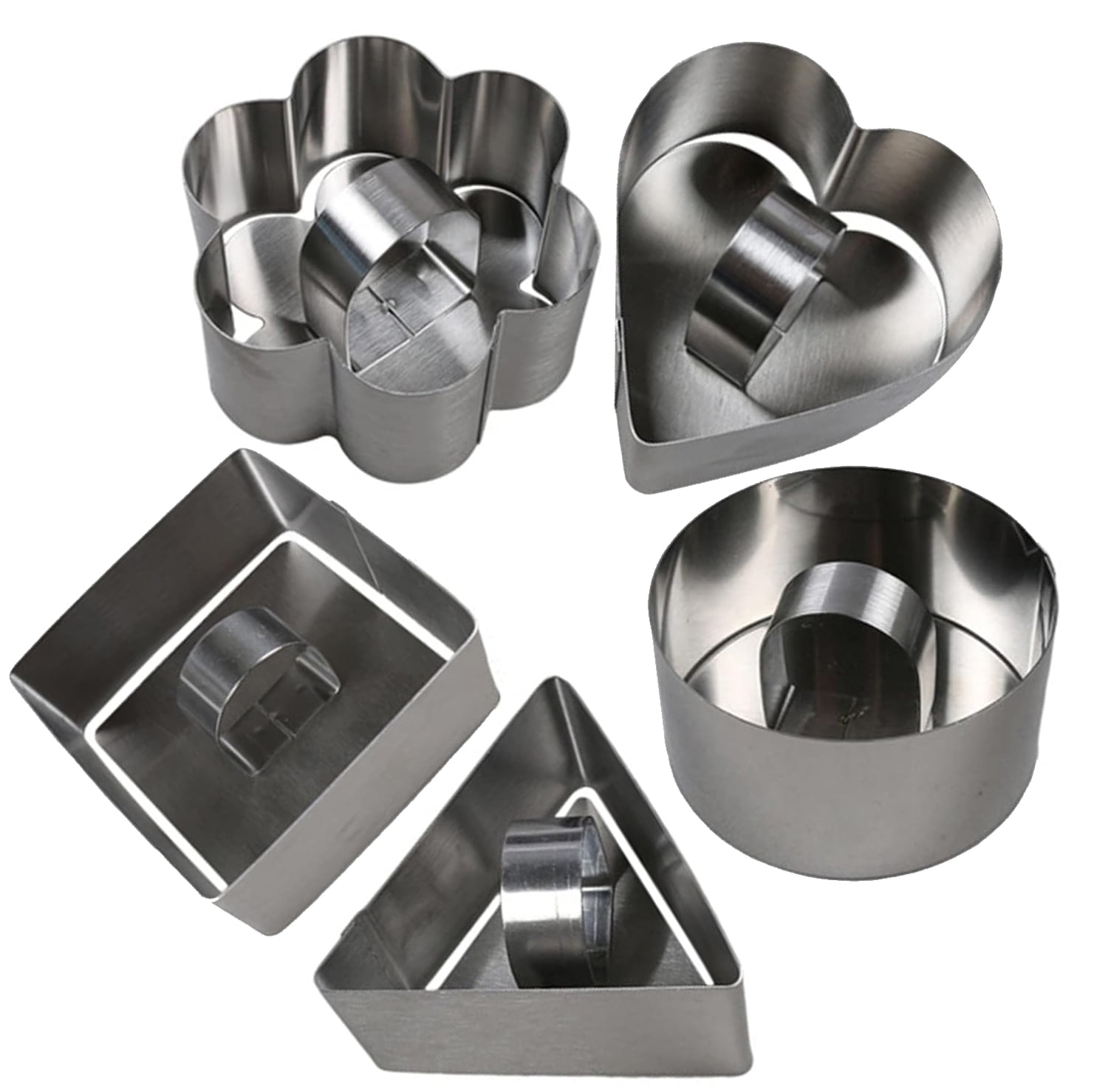 5PCS Stainless Steel Round Mousse Mold, Cake Dessert Ring Mold Set, 5 ...