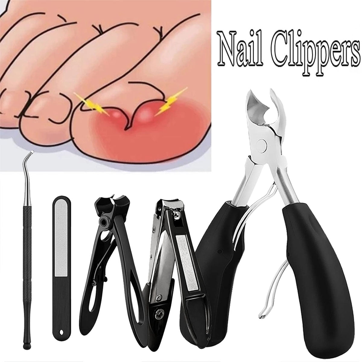 5PCS Stainless steel pedicure Tools ingrown Nail Clippers Toenail ...