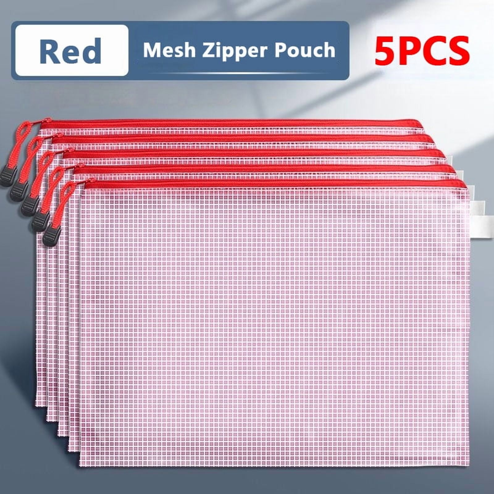 5PCS Stationery Storage Folder File Mesh Zipper Pouch A3 A4 A5 A6 B4 B5 ...